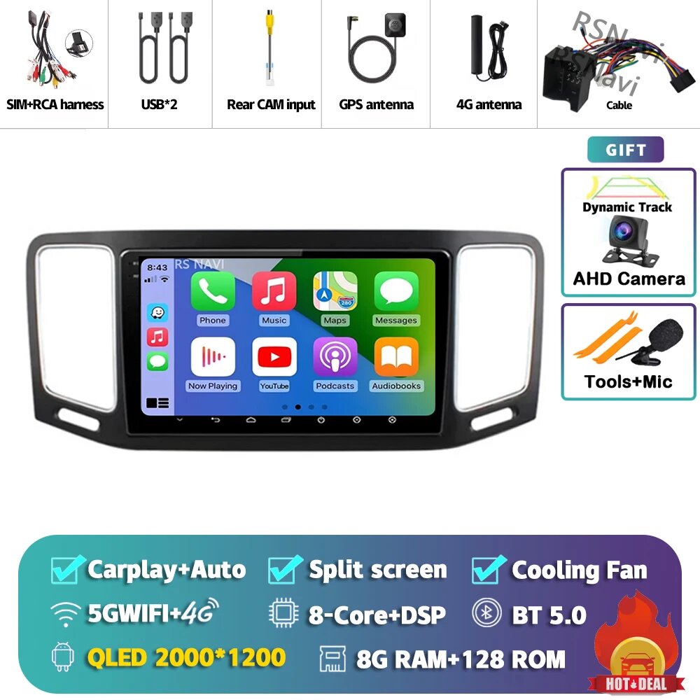 Автомагнитола Android 2K 8G-128G для VW Sharan 2012-2018 Carplay, 4G