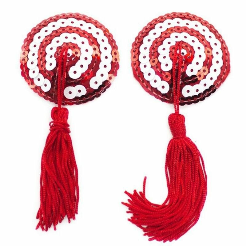 Блестящие накладки на грудь с кисточками, двухцветные блестки