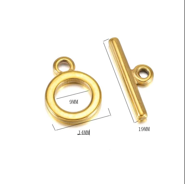 Тогл Тоггл 3 шт. Замок для браслетов, застежка для украшений, цвет золотой, Форма Плоский круглый 01, 14*19 мм.