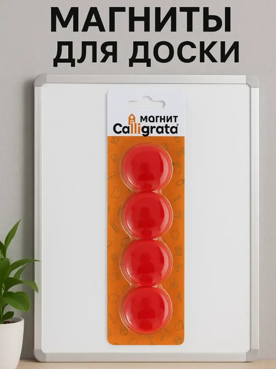 Магниты для доски набор, d-4 см, набор 4 шт