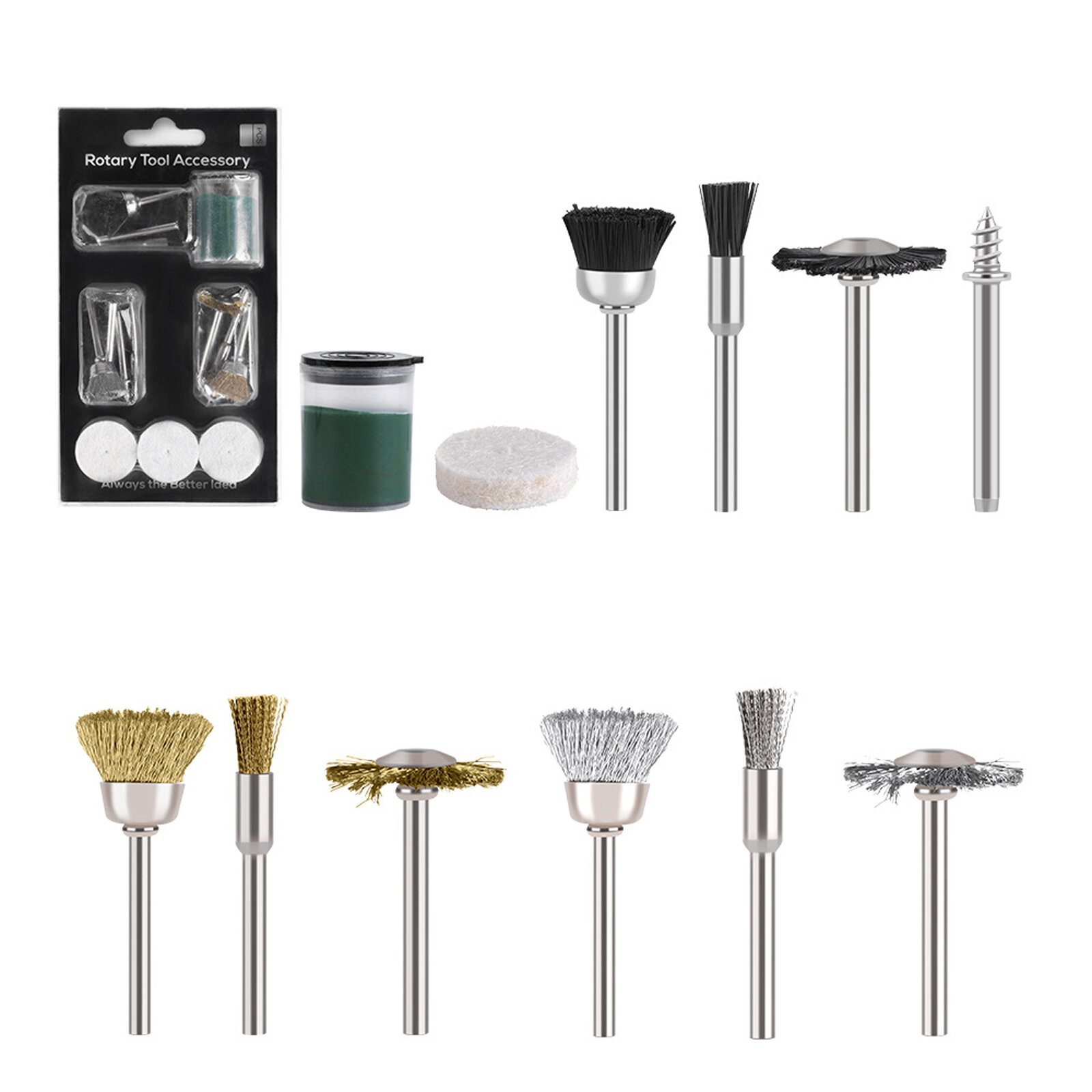 17 pcs Набор Аксессуаров для Роторного Инструмента, Шапка Для Шлифовки, Электрическая Шапка Для Роторного Инструмента, Набор Для Режки, Шлифовки и Полировки, Материал: Стальная Проволока+Сплав, Диаметр Шейки: 3мм