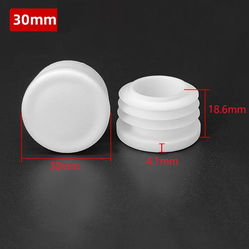 Белый круглый пластиковый заглушка, диаметр 30mm-5Pcs