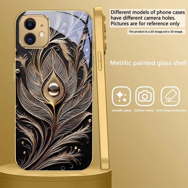 Перо павлина для iPhone Air 17 Pro Max 16 15 Pro 14 13 Plus 12 mini 11 17 iPhone11, JS-SMJ42510304