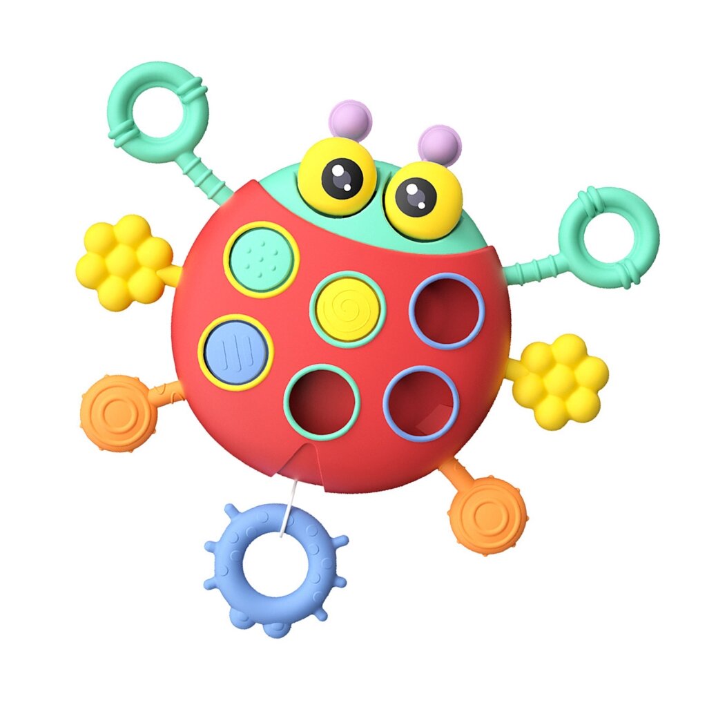 Силиконовая Игрушка-Божья Коровка На Веревочке Для Малышей, Развивающая Распознавание Цвета И Формы, Развитие Мелкой Моторики.