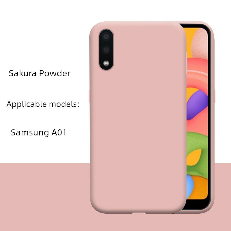 Чехол для Samsung A01 из жидкого силикона, ударопрочный, ультратонкий, розовый цвет, защитный чехол для смартфона
