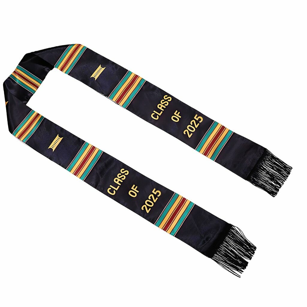 Черная атласная выпускная лента 2025 года выпуска