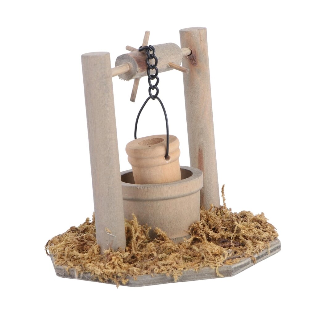 Миниатюрная модель колодца с ведром для кукольных домиков