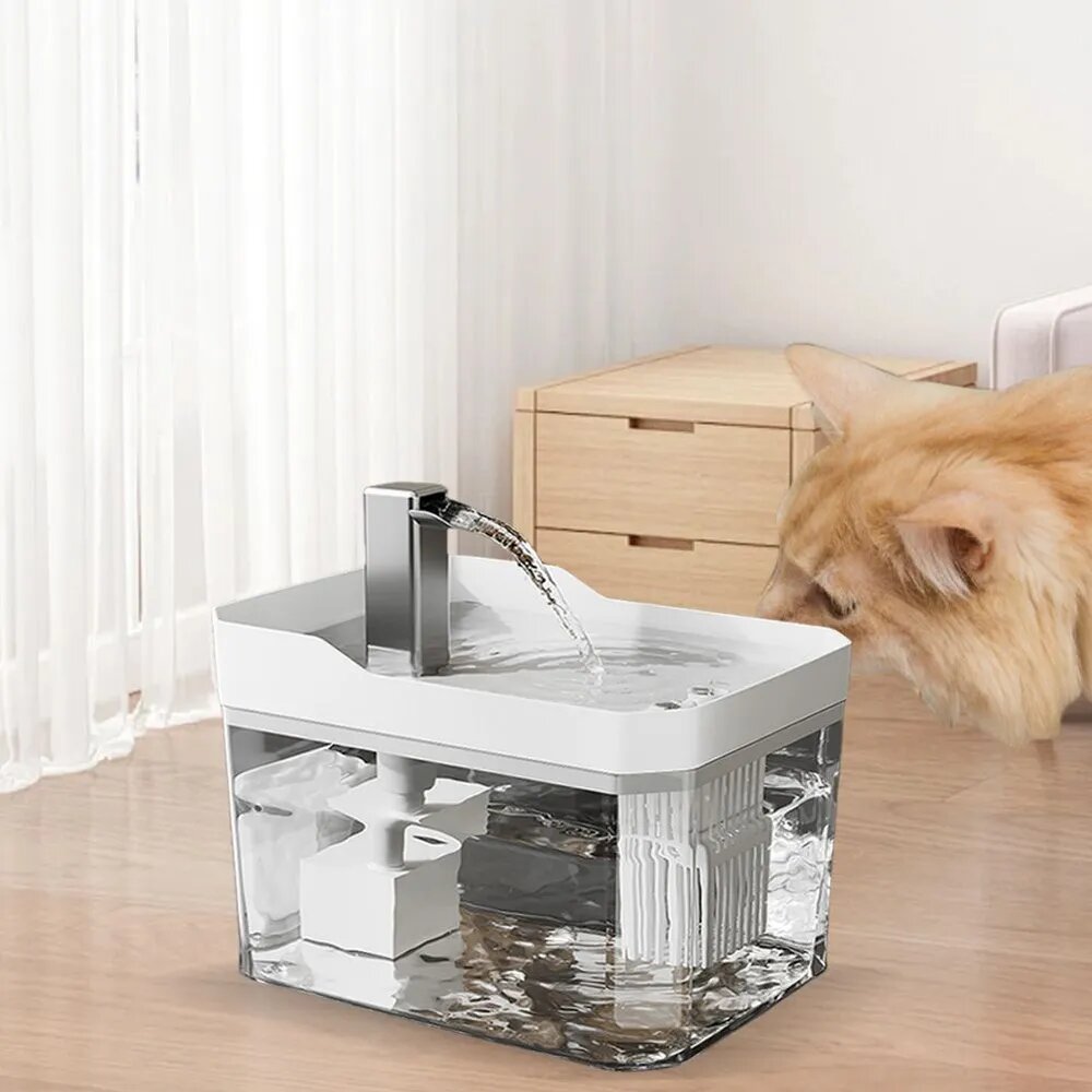 1,5 л. Автоматический питьевой фонтанчик для домашних кошек, циркулирующая фильтрация, защита от сухого горения