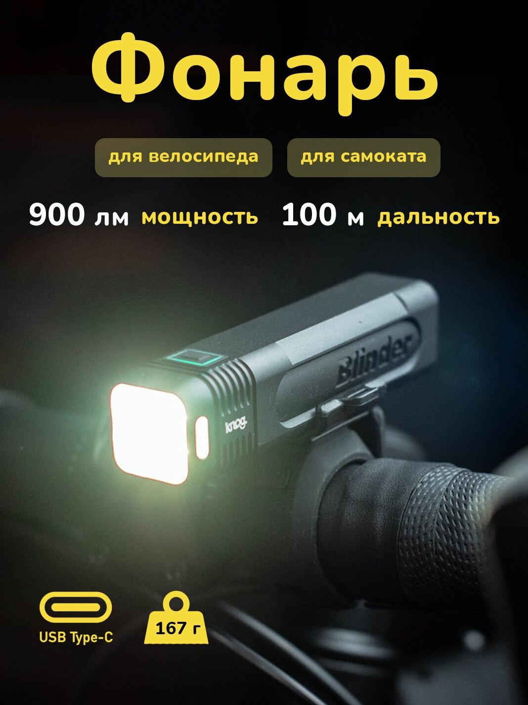 Фонарь передний Knog Blinder 900