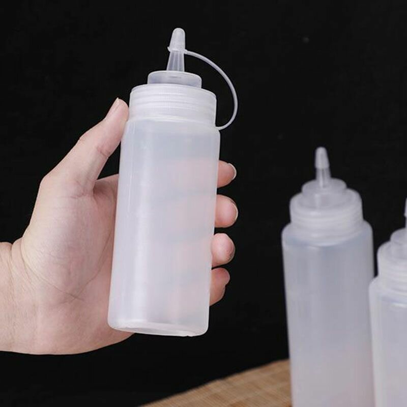Пластиковая бутылка для соусов с мерной шкалой 240-500мл, дозатор для кетчупа, майонеза, масла
