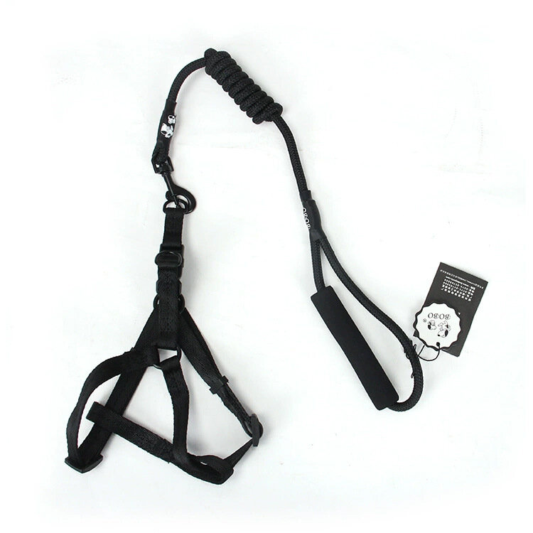 Регулируемая поводок для крупных пород собак - Нейлоновый поводок без давления на шею для прогулок на улице Цвет：Черный