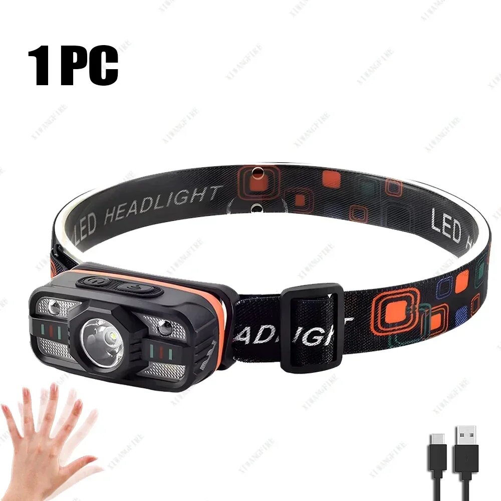 Налобный фонарь LED 6 режимов, 1pc