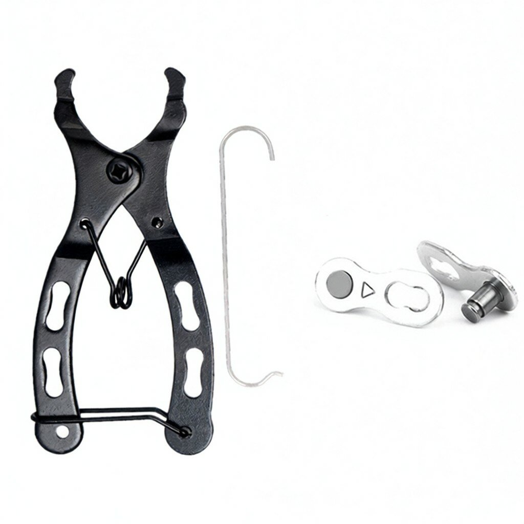 Инструмент для звеньев велосипедной цепи Плоскогубцы с крюком и зажимом для 8-скоростной цепной муфты Набор инструментов для цепных муфт для горных и дорожных велосипедов Материал Сталь Размер плоскогубцов 93*43мм Вес около 41г Размер упаковки 12*8*2см