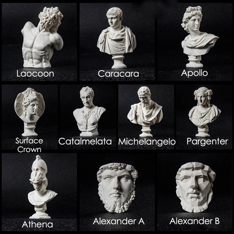 Миниатюрные гипсовые статуэтки бюстов, набор из 10 шт. 10pieces Set A