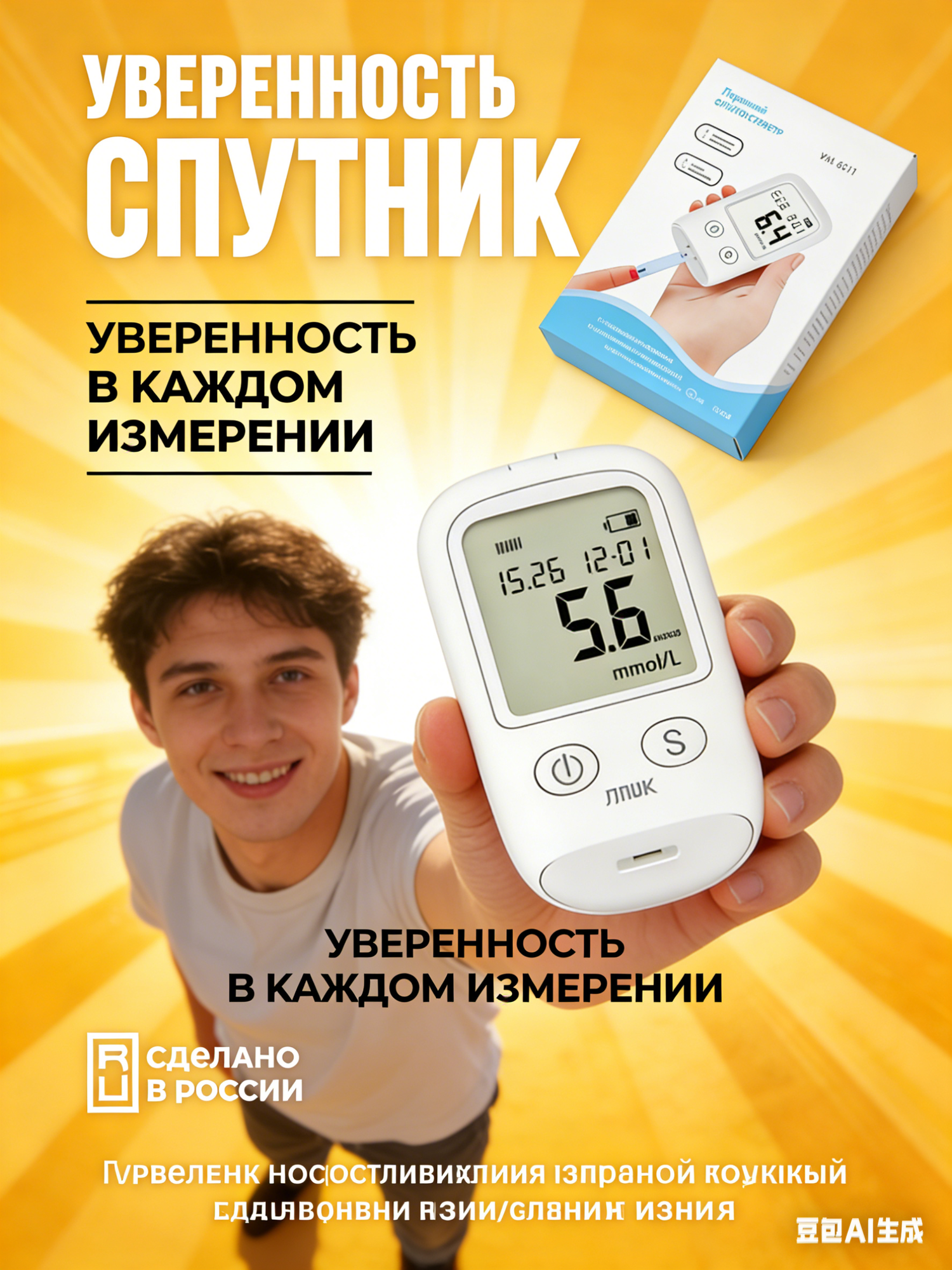 Набор мониторов уровня глюкозы в крови с тест-полосками x 25и ланцетами x 25