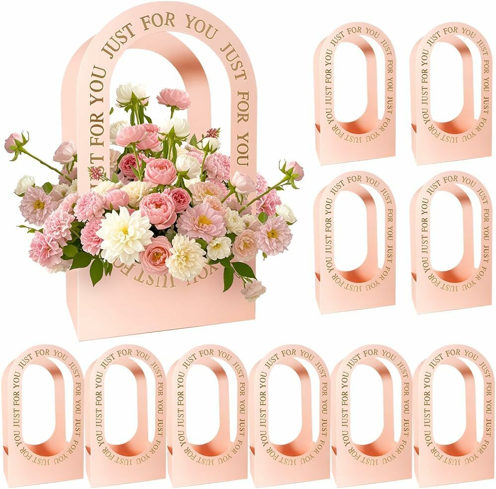 10 упаковок складных бумажных коробок для цветов