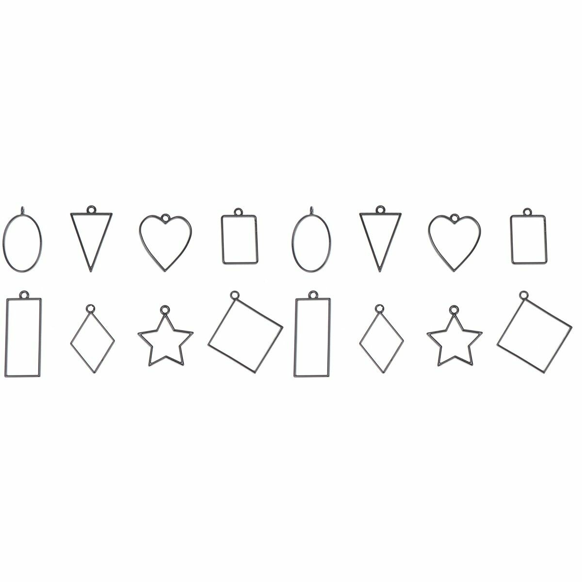Геометрические металлические подвески черного цвета, набор из 64 штук для создания украшений