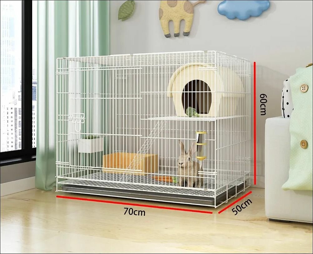 Разборная клетка для кроликов и грызунов с пластиковым поддоном и ковриком