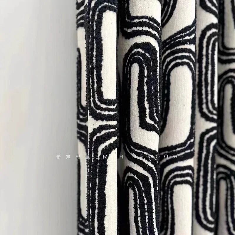 Жаккардовые шторы JESSANS чёрно-белые Плиссированная лента, W250cmxH250cm 1PC, white black