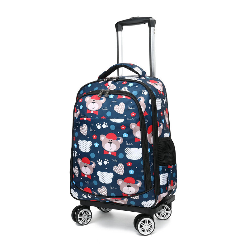 Рюкзак и тележка, двойное использование, школьная сумка для учеников начальных и средних классов, сумка для коротких поездок с подъемом по лестнице, рюкзак с двойными плечевыми ремнями, универсальный чемодан на колесах