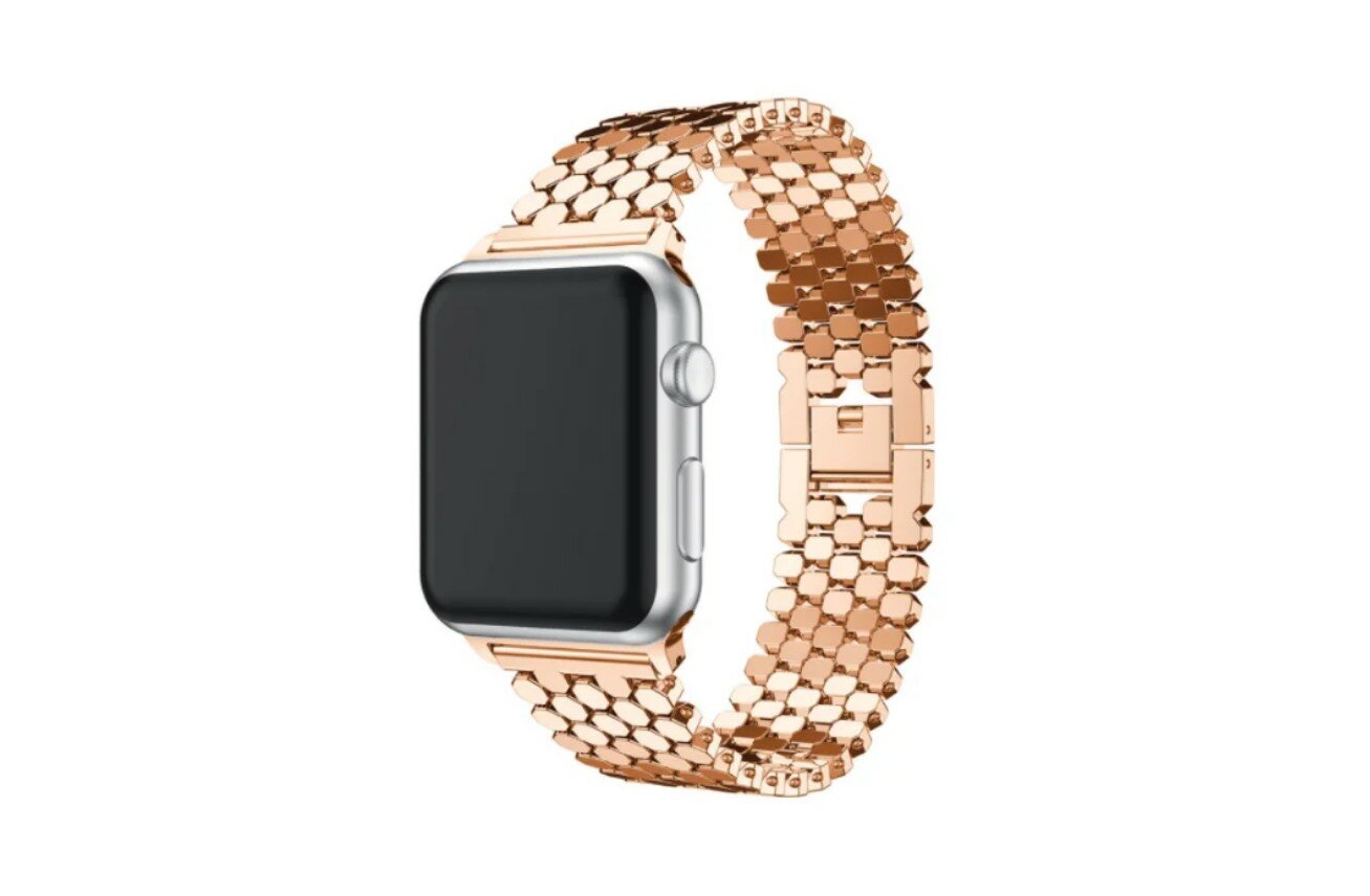Сменный ремешок MyPads для Apple Watch 1/ Watch Series 2/ Watch Series 3 42/ 44mm из нержавеющей стали розовое золото
