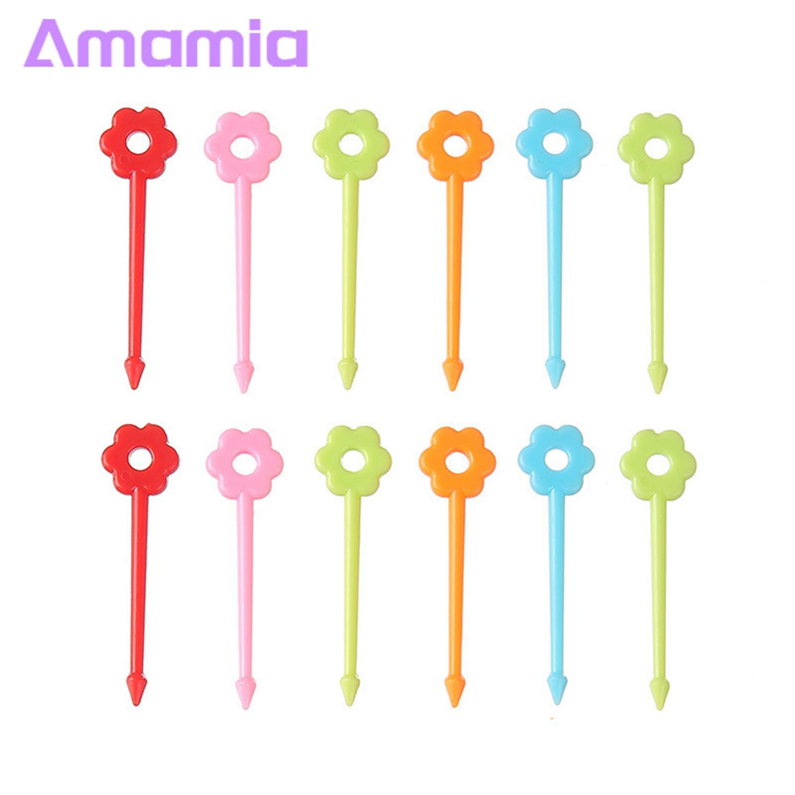 Зубочистки для десерта Amamia, мультяшные зубочистки для десерта с фруктами и подсолнухами, аксессуары для украшения кондитерских изделий