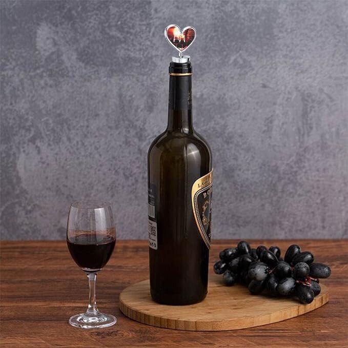 Подарок на День отца через границу POD Персонализированный винный стоппер в форме сердца Фото Имя Индивидуальный винный стоппер Одна штука Персонализация