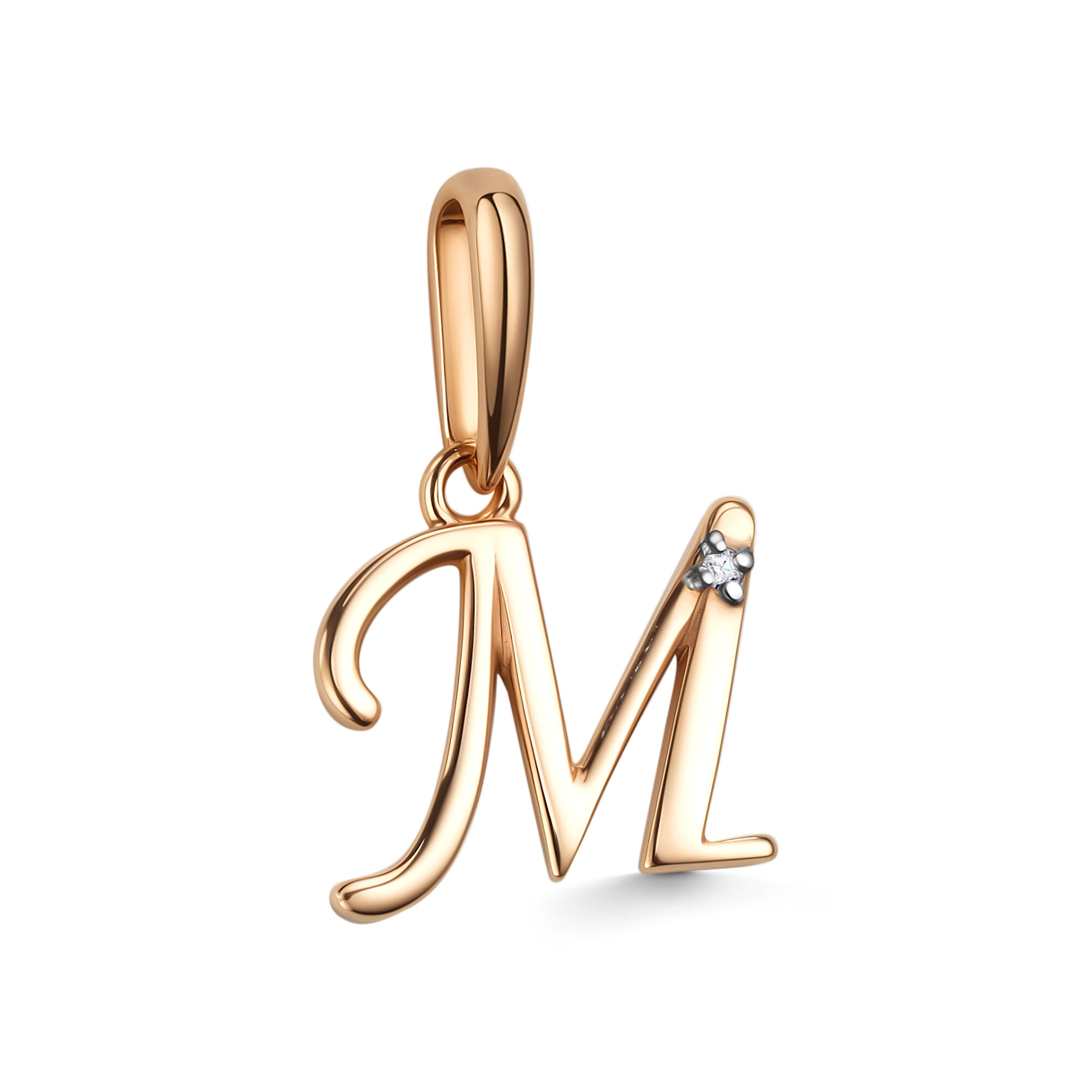 Подвеска, красное золото, 585 проба, бриллиант