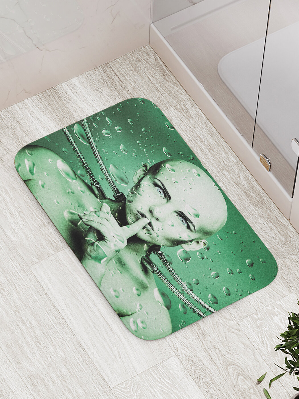 Коврик для ванной комнаты, туалета "Девушка молчит" противоскользящий, 52х77 см, JoyArty