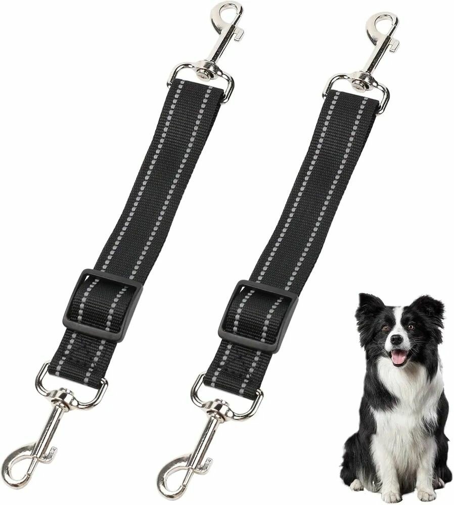 2 шт зажимы для ошейника собаки, регулируемый соединитель с отражающим нейлоном, безопасное крепление для присоединения шлейки к ошейнику