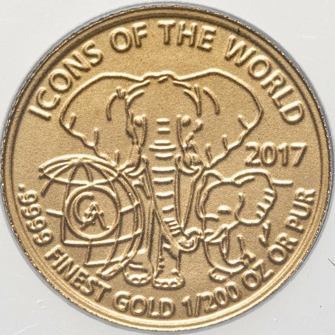 Руанда 10 франков 2017 Слон, Золото, в сохранности UNC