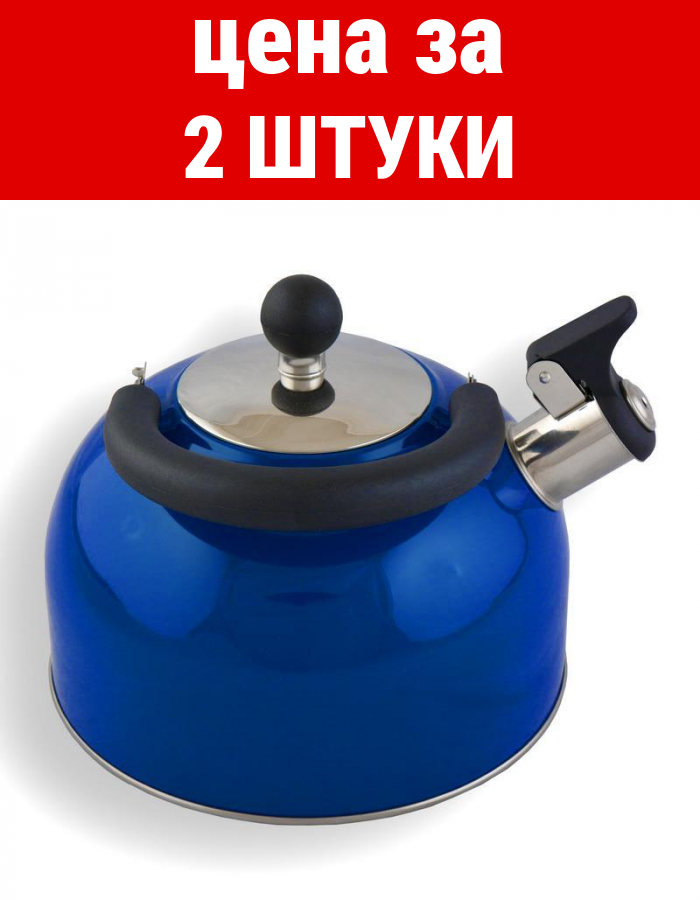 Комплект 2 шт, чайник нерж 2.5Л синий катунь