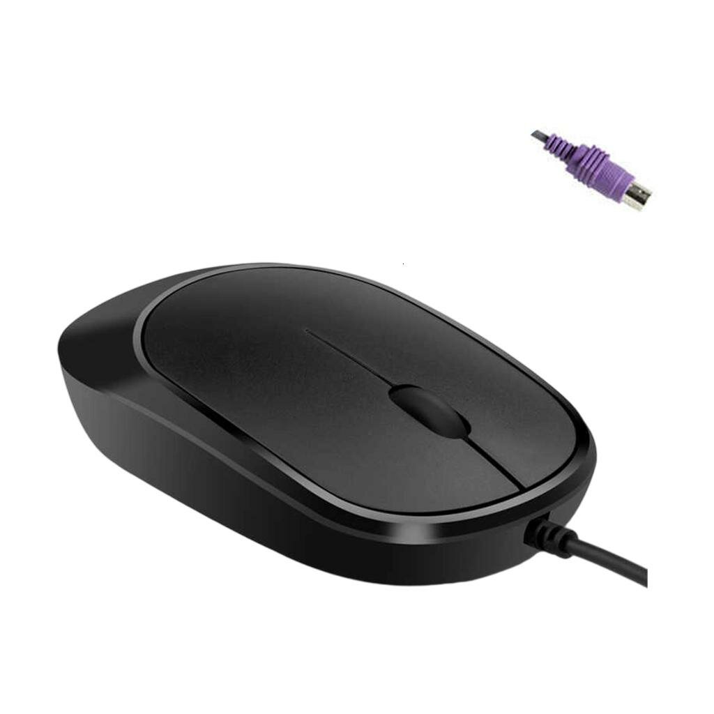 Эргономичная тонкая проводная мышь 1000DPI, USB и PS/2, Черный PS2