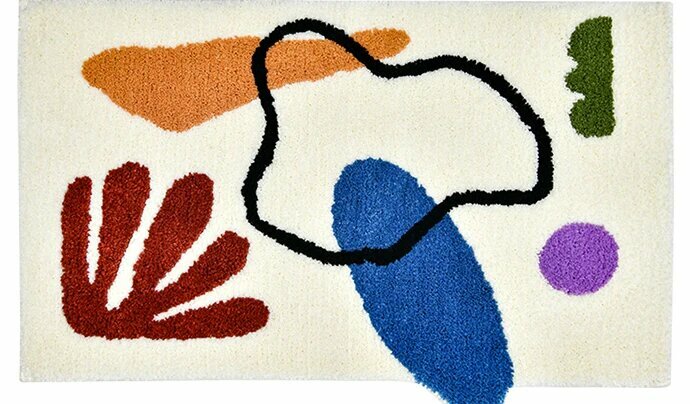 Флисовый коврик с геометрическим рисунком 40x60CM, blue carrot