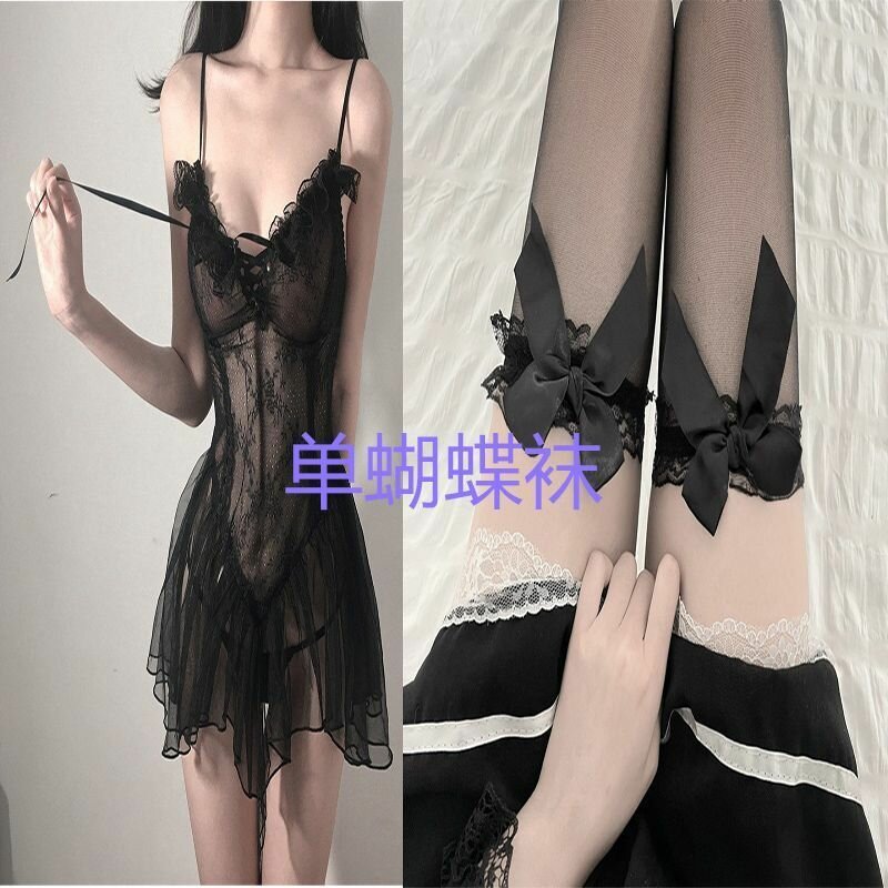 Сексуальное эротическое ночное платье из кружева и сетки, прозрачное, без спинки, соблазнительное, униформа для флирта, ночное платье с бретелями