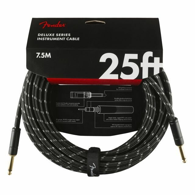 Кабель инструментальный Fender Deluxe 7,5м Black Tweed