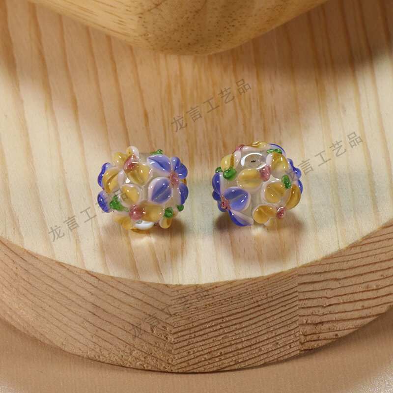 Двухцветные лепестки бусины браслет ожерелье золотой песок обмотки орнамент аксессуары стеклянные бусины разбросанные бусины оптовая продажа ювелирных изделий