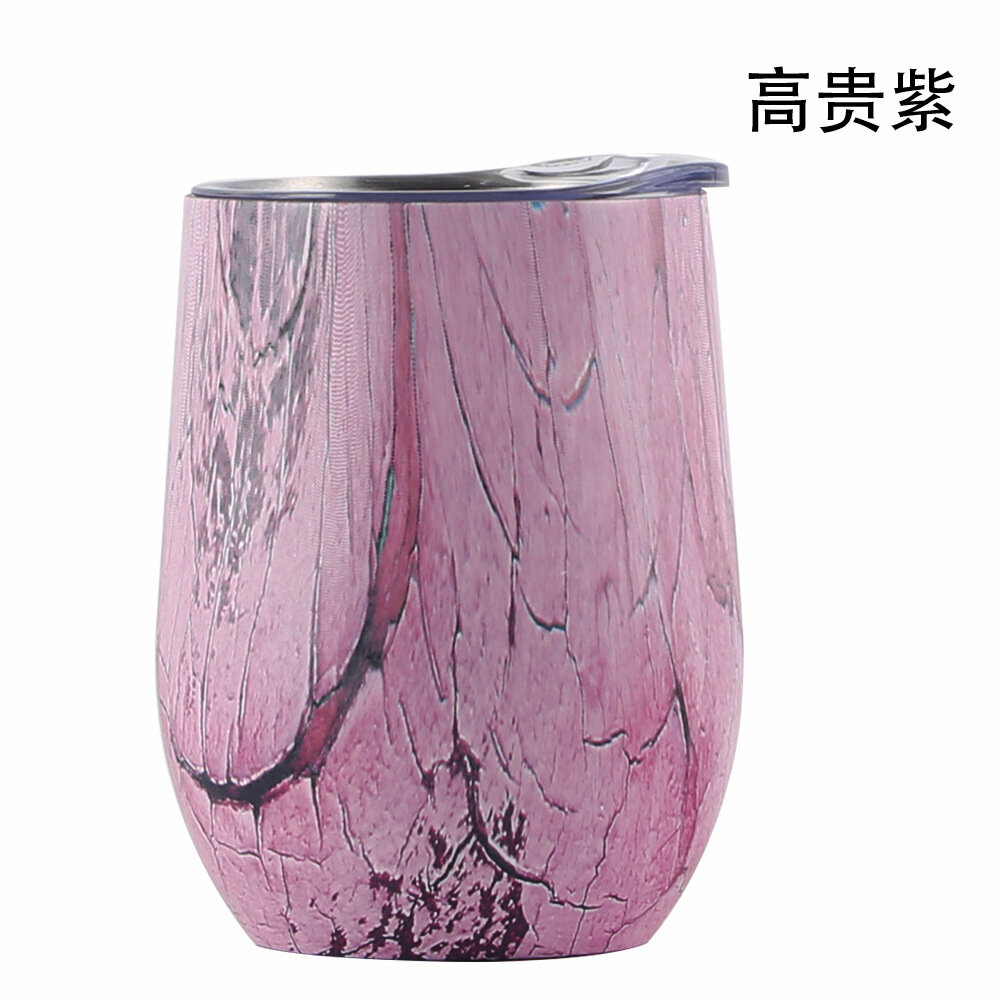 12 унций яичная чашка 304 нержавеющая сталь вакуумная чашка с текстурой дерева креативная U-образная чашка для красного вина