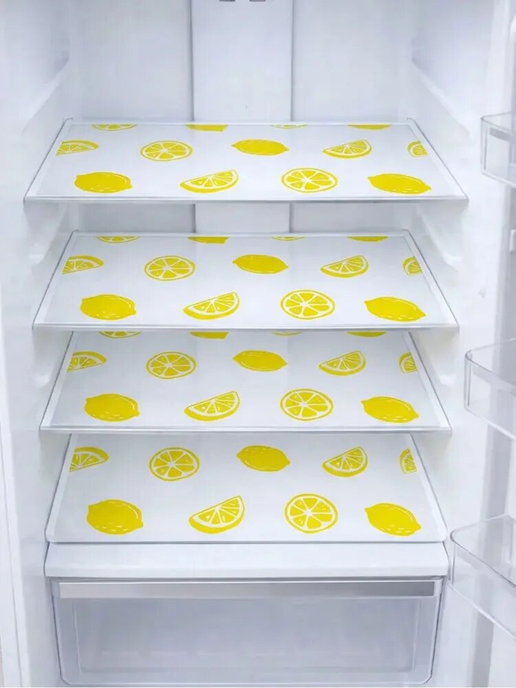 Коврик силиконовый 45х30 см, К03 6 шт, лимоны. Для кухонных полок, обувных ящиков, холодильника