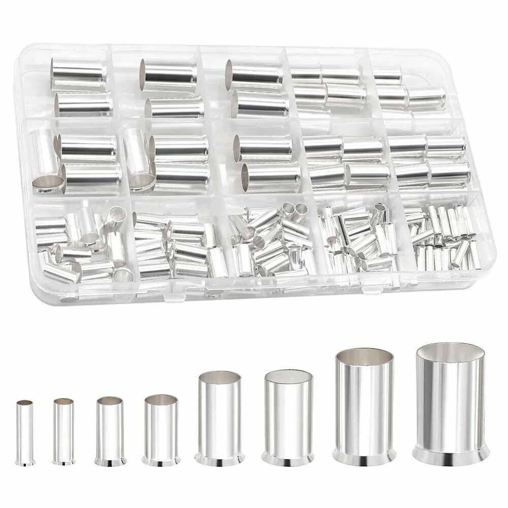 Гильзы кабельные медные луженые 164 шт, 8 размера, Гильза соединительная