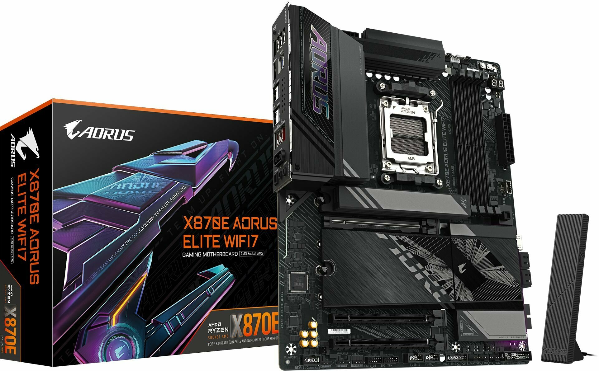 Материнская плата Gigabyte X870E AORUS ELITE WIFI7 Socket AM5 AMD X870E 4xDDR5 ATX AC`97 8ch(7.1) 2.
