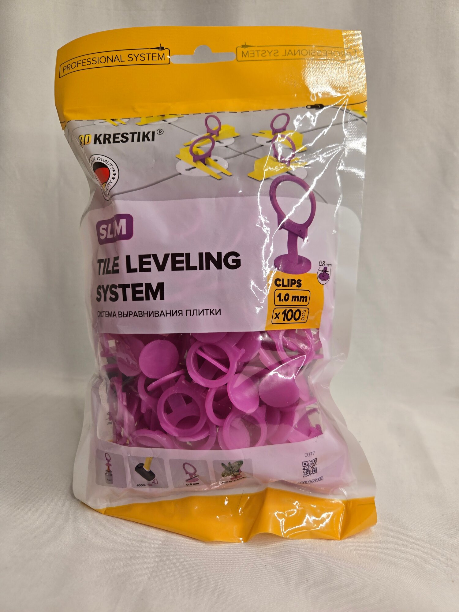 Система Выравнивания Плитки (СВП) 3D крестики - зажим Slim 1мм, 100шт