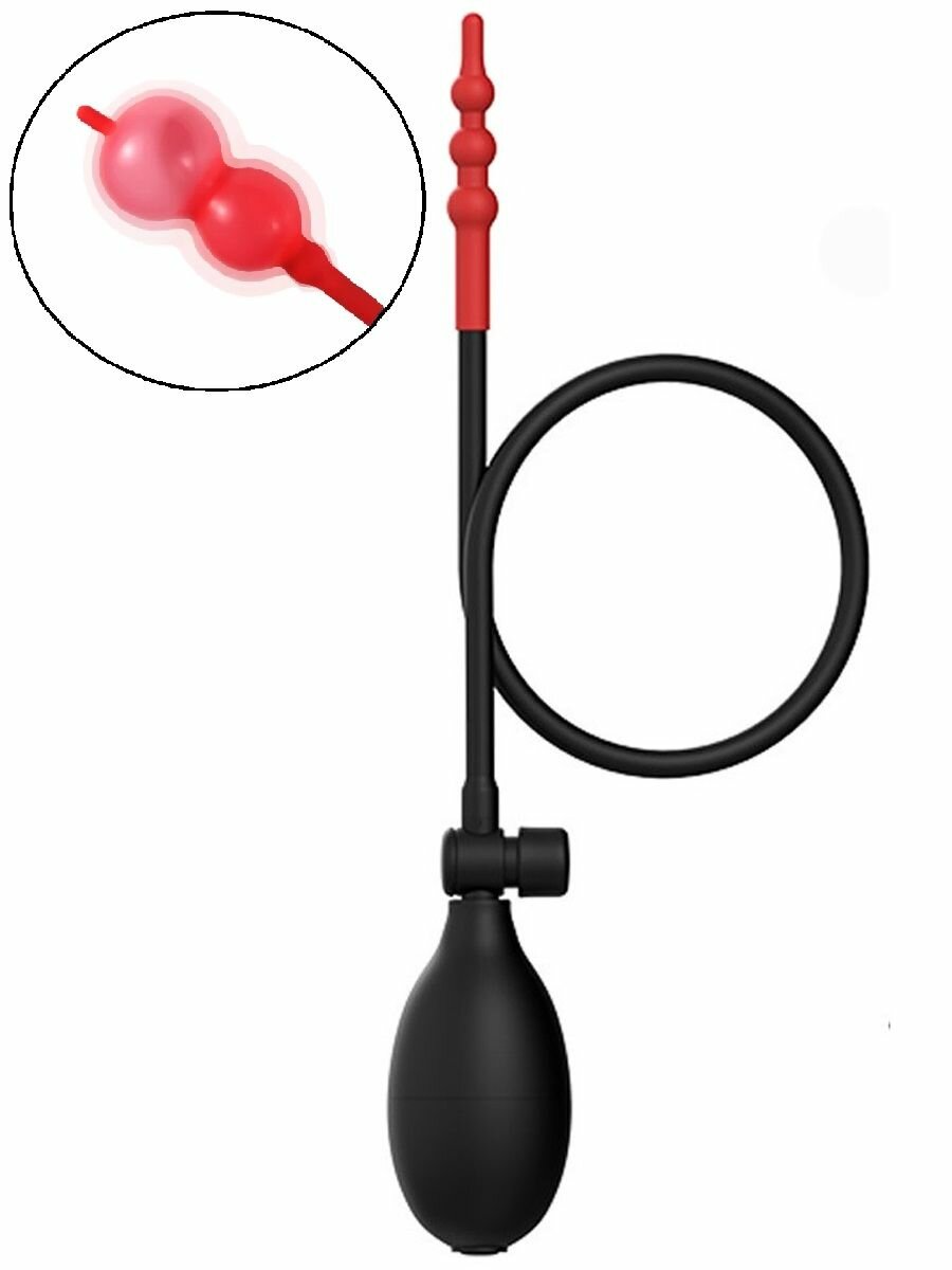 Надувной красный анальный расширитель с грушей, 6см