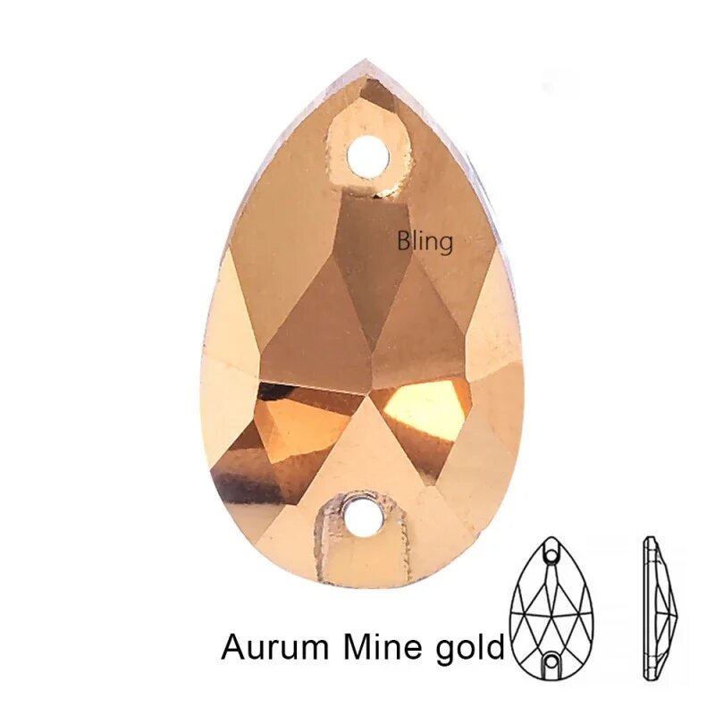 Стразы OLeeya каплевидные, Mine Gold