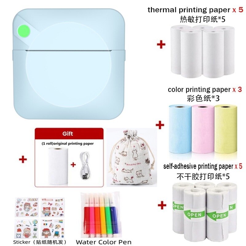 Портативный мини-принтер для кросс-граничной печати, беспроводной, подключаемый к мобильному Bluetooth, безчернильный принтер для наклеек и фотографий