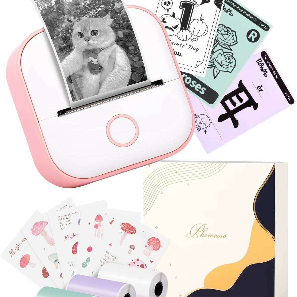 Мини-принтер Phomemo T02 для исправления ошибок, термальный, без чернил, мобильный, Bluetooth, портативный, для дома