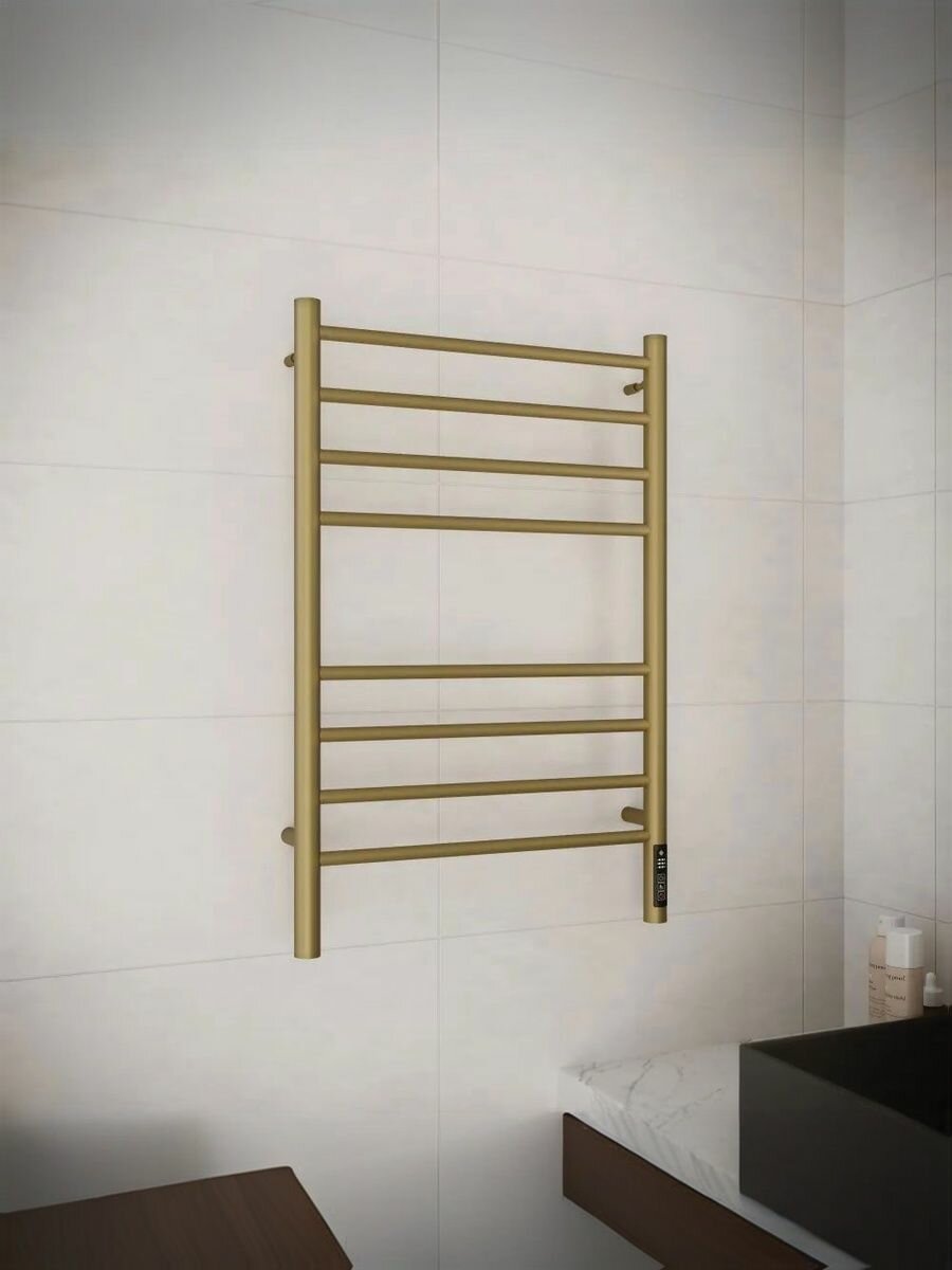 Полотенцесушитель электрический TERMINUS (Терминус) Аврора П8 КС золотой 500х800 мм, с терморегулятором