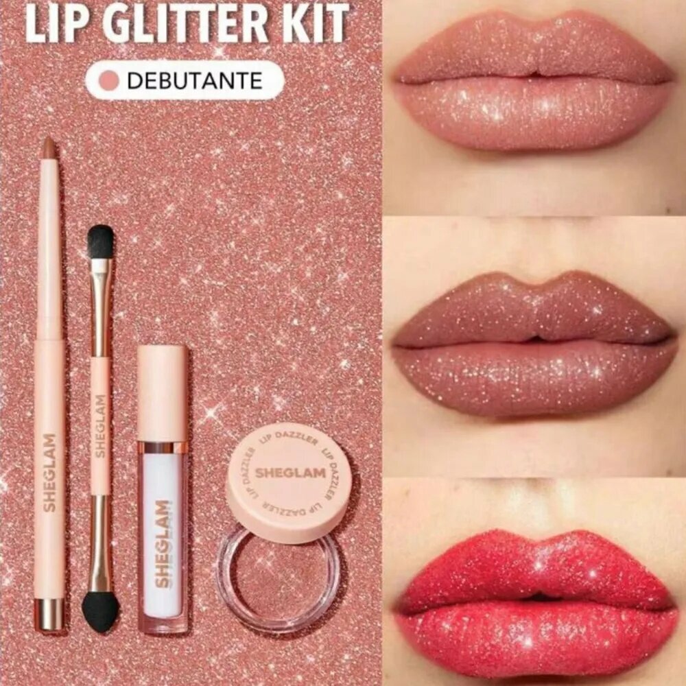 SHEGLAM Набор помад, глиттер/блеск/лайнер для губ