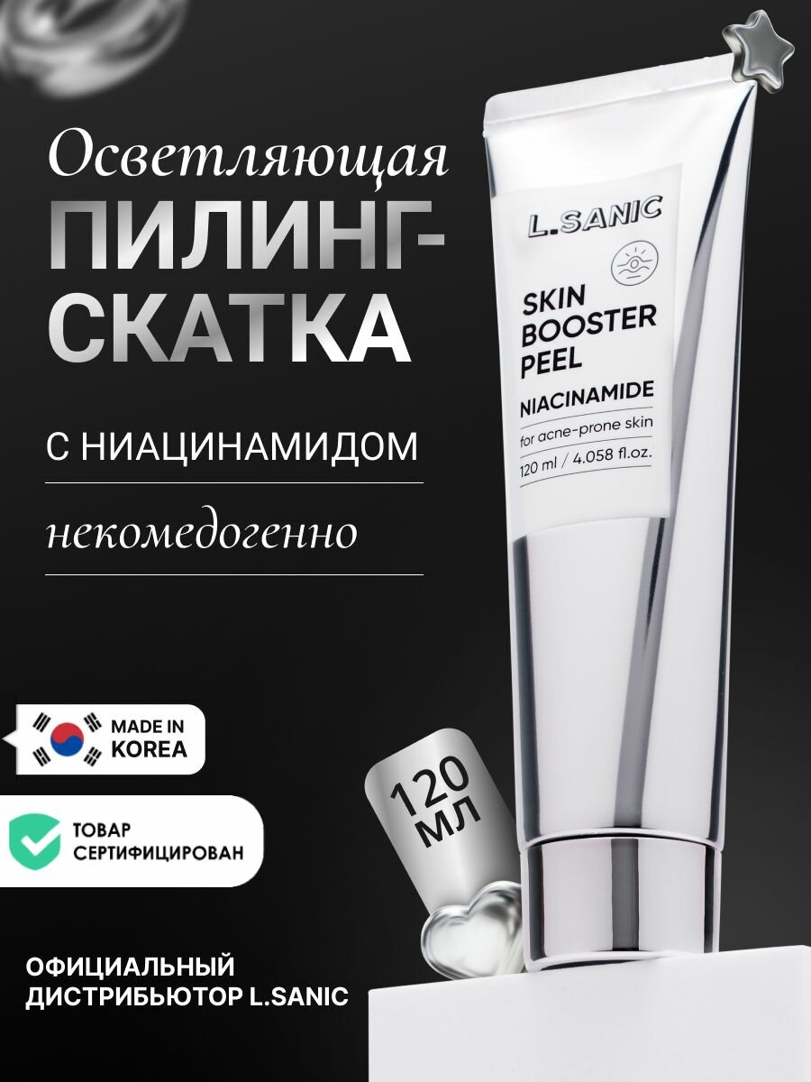 L.SANIC Кислотный пилинг-гель скатка для лица Корея с ниацинамидом и экстрактом папайи, 120мл