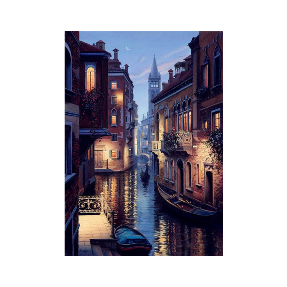 DIY 5D Diamond Painting 7207 Night Scene in Venice 30X40 Full Drill Crystal Rhinestone Embroidery Paintings Arts Craft для Декора Стены Дома, Цвет Как На Картинке, Материал Холст, Размер 40*30*1cm/15.7*11.8*0.4in, Вес 120g/0.26Ib, В комплект входят 1×